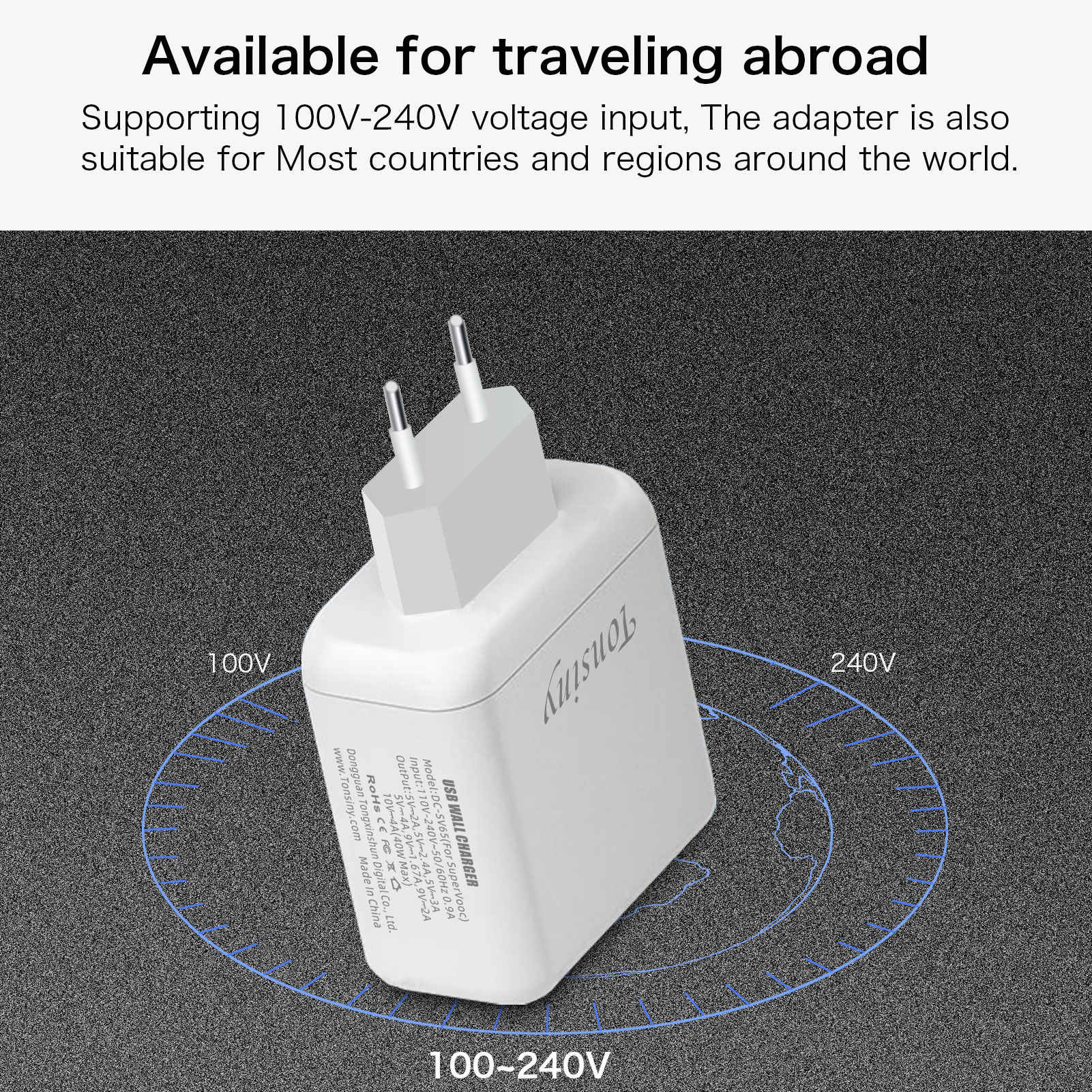 USB Wall Plug Adapter for oppo, Fast charger plug and USB C cable ...